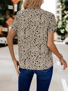 SHEIN LUNE Ditsy Floral Print Batwing Sleeve Blouse | SHEIN USA