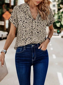 SHEIN LUNE Ditsy Floral Print Batwing Sleeve Blouse | SHEIN USA