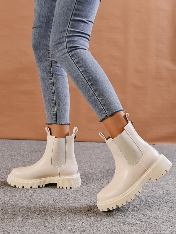 Mujer Botas chelsea artificial de cuero minimalista sin cordones ...