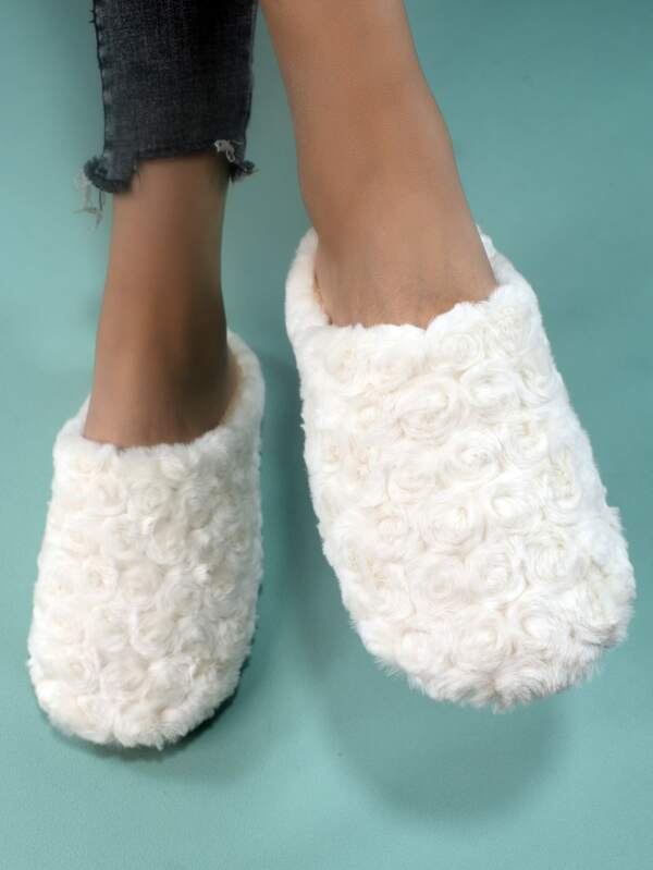 Minimalist Fluffy Bedroom Slippers | SHEIN UK