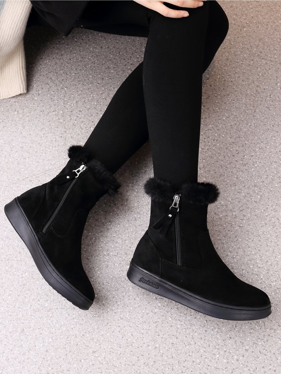New Arrival Fashion Women's Casual Flat Snow Boots, Black Wedge Heel ...