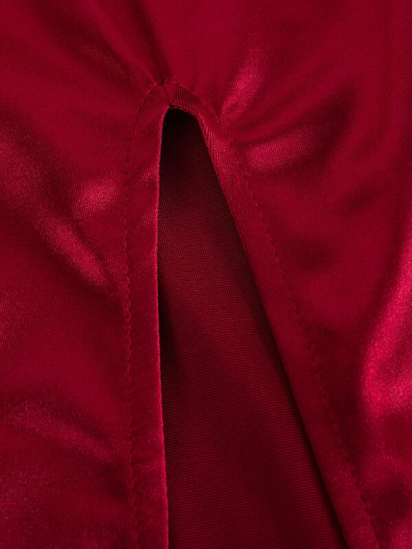 Joyfunear Lace Up Backless Split Thigh Satin Prom Dress | SHEIN UK