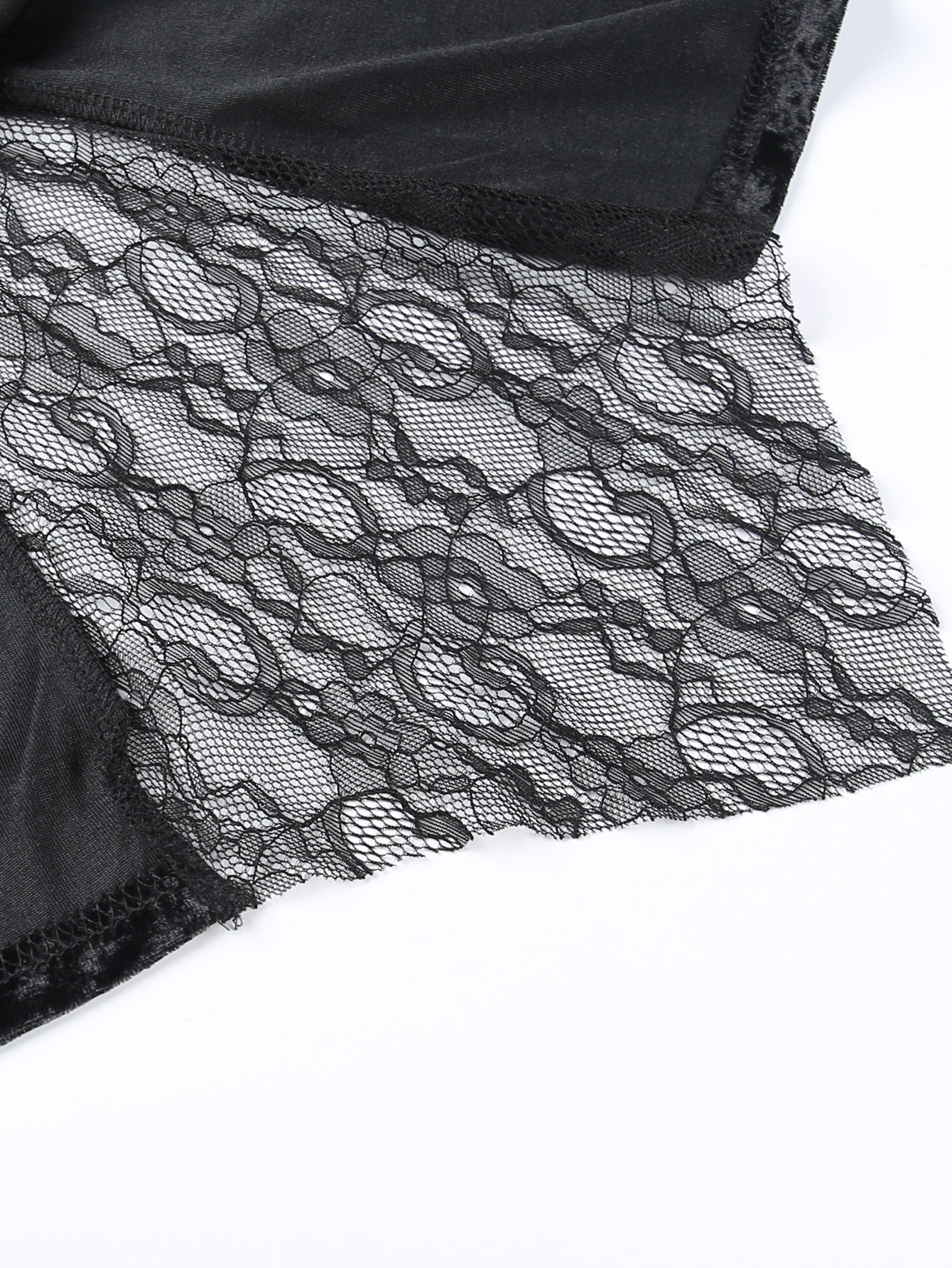 Gothic Contrast Lace Asymmetrical Hem Velvet Cami Dress Shein Usa