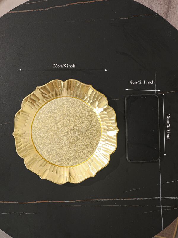 1pc Lotus Leaf Design Plate, Gold Creative Petal Plate For Dining Room ...