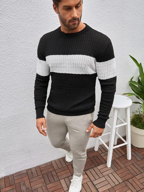 Manfinity Homme Men Two Tone Cable Knit Sweater | SHEIN USA