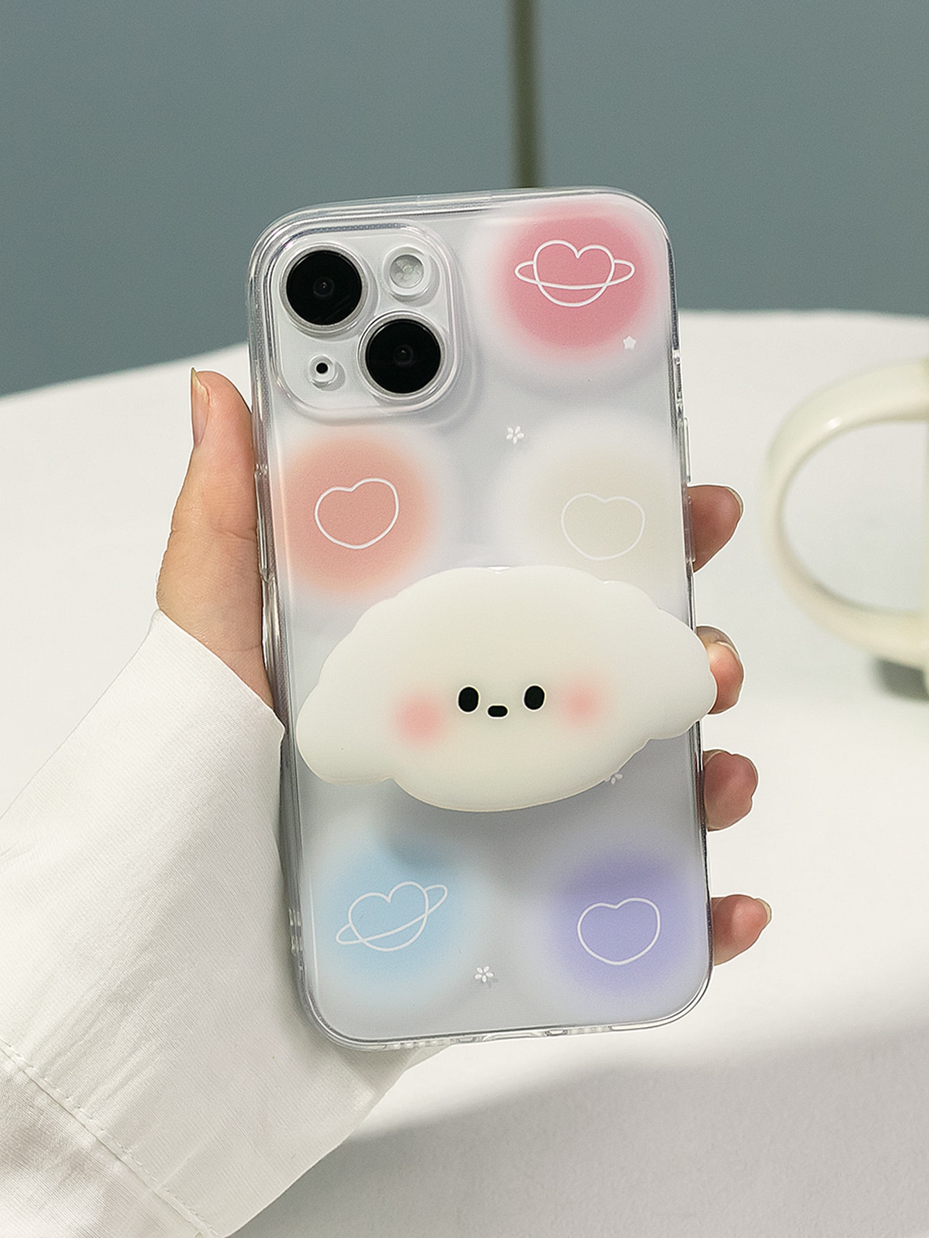 Heart Print Phone Case With Stand-out Phone Grip