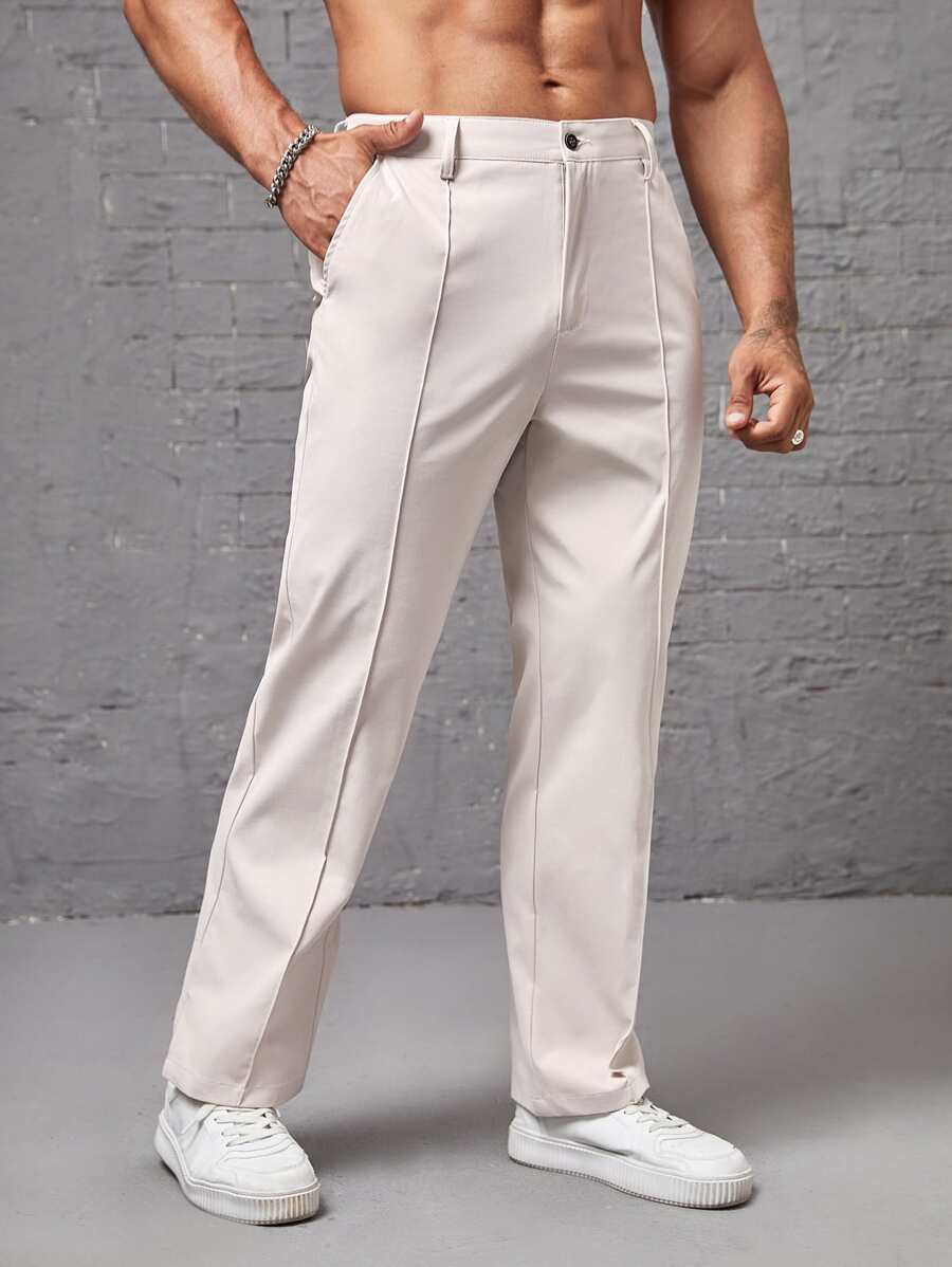 Manfinity Homme Men Slant Pocket Seam Front Suit Pants | SHEIN USA