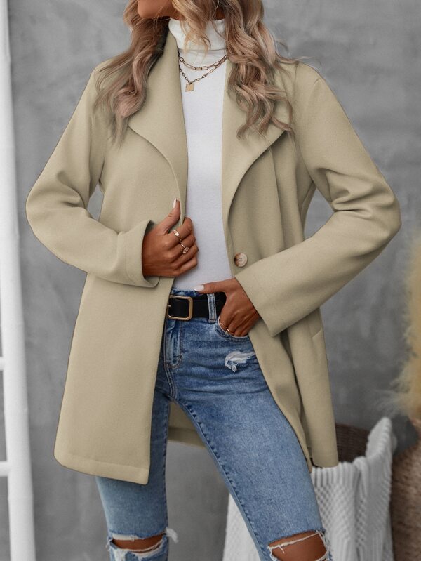 Shein Lune Single Button Slant Pocket Overcoat Shein Usa