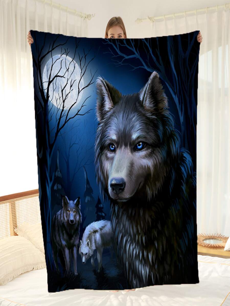 Wolf Print Blanket | SHEIN USA
