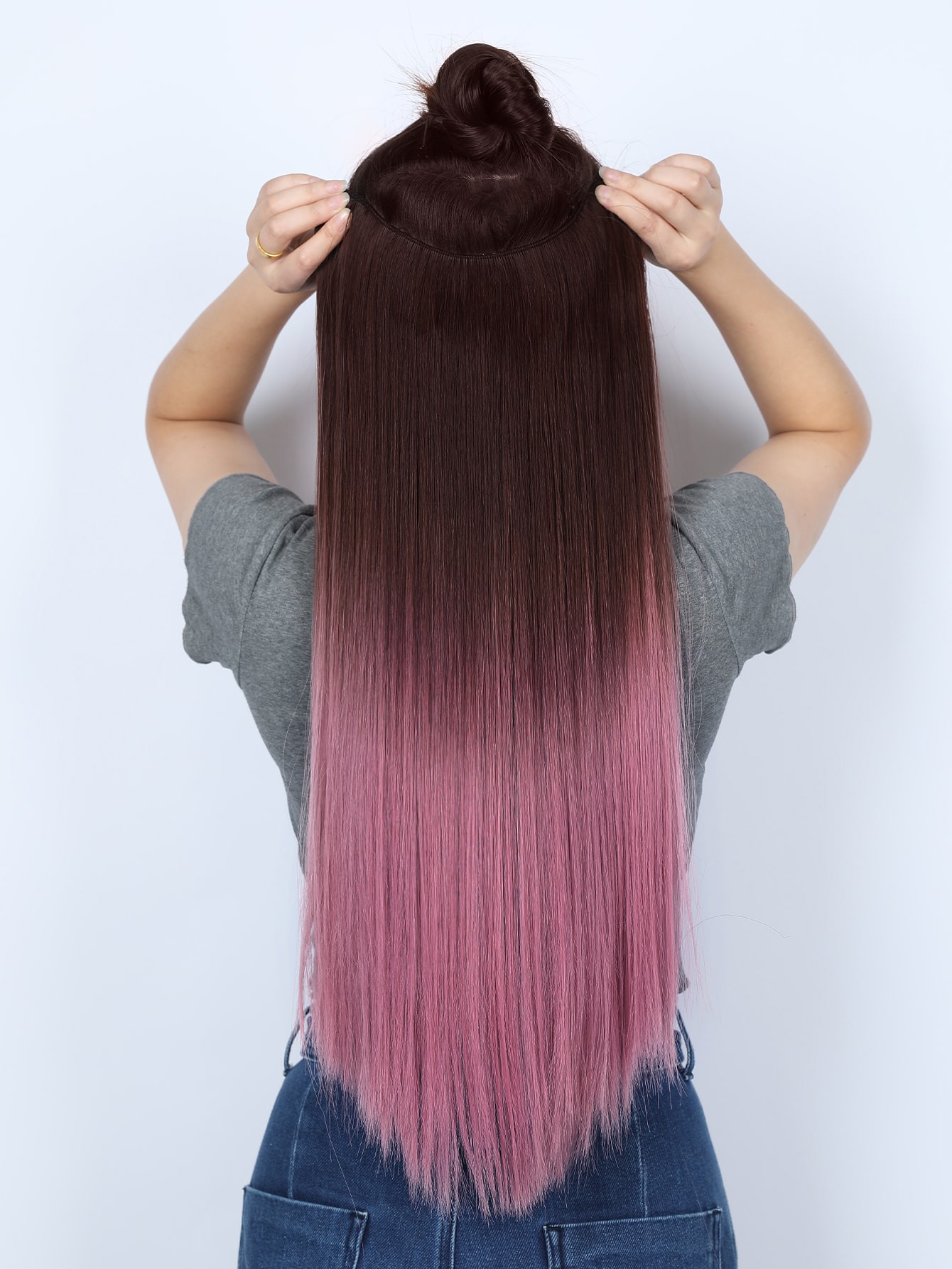 Clip In Ombre Long Straight Synthetic Hair Extension