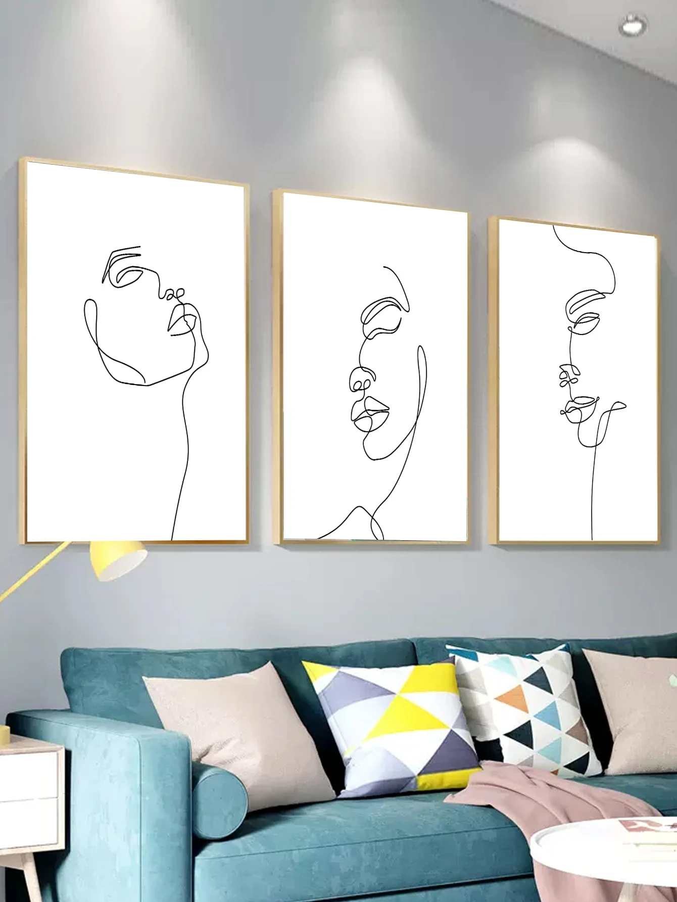3 Pieces, Modern Simple Line Character Posters, Used For Living Room ...