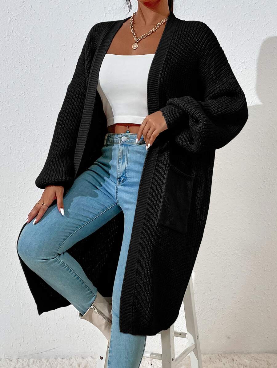 Calvaya Dual Pocket Drop Shoulder Cardigan,Long Sleeve Tops Fall Winter ...