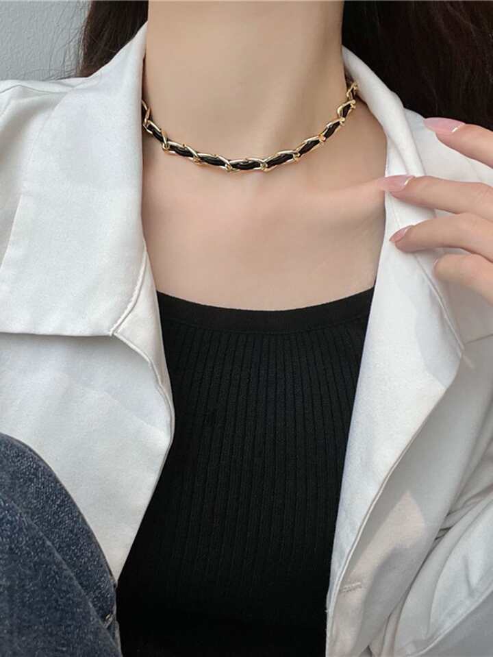 Buy Double Layered Y Link Chain Necklace With Dangling