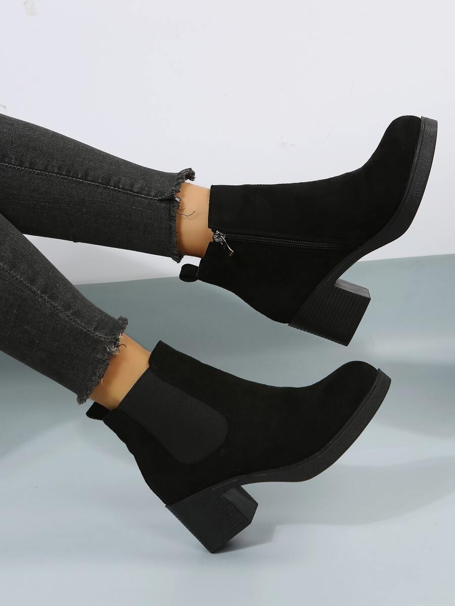 Botas Chelsea con cremallera lateral y tacón ancho, botas elegantes de ...