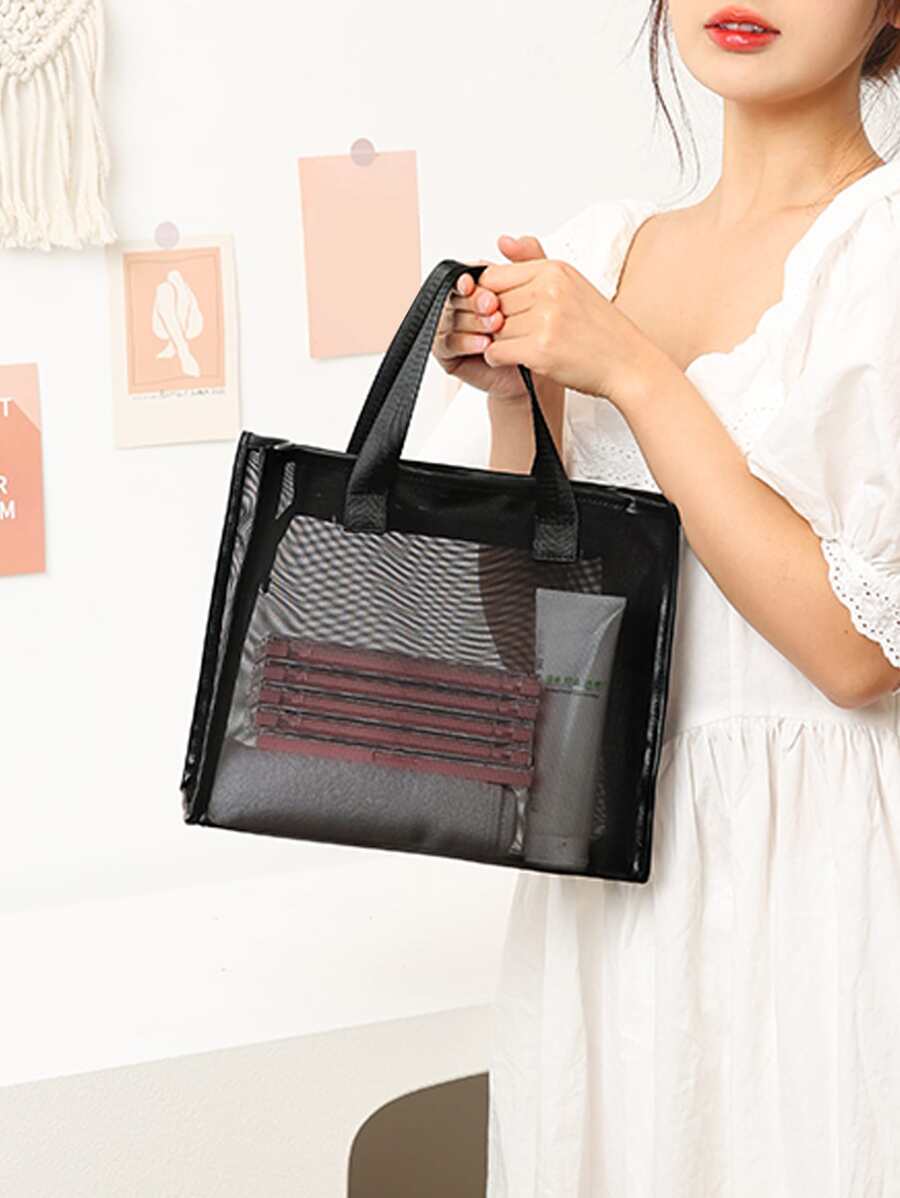 Horizontal Mesh Shopper Bag | SHEIN EUR