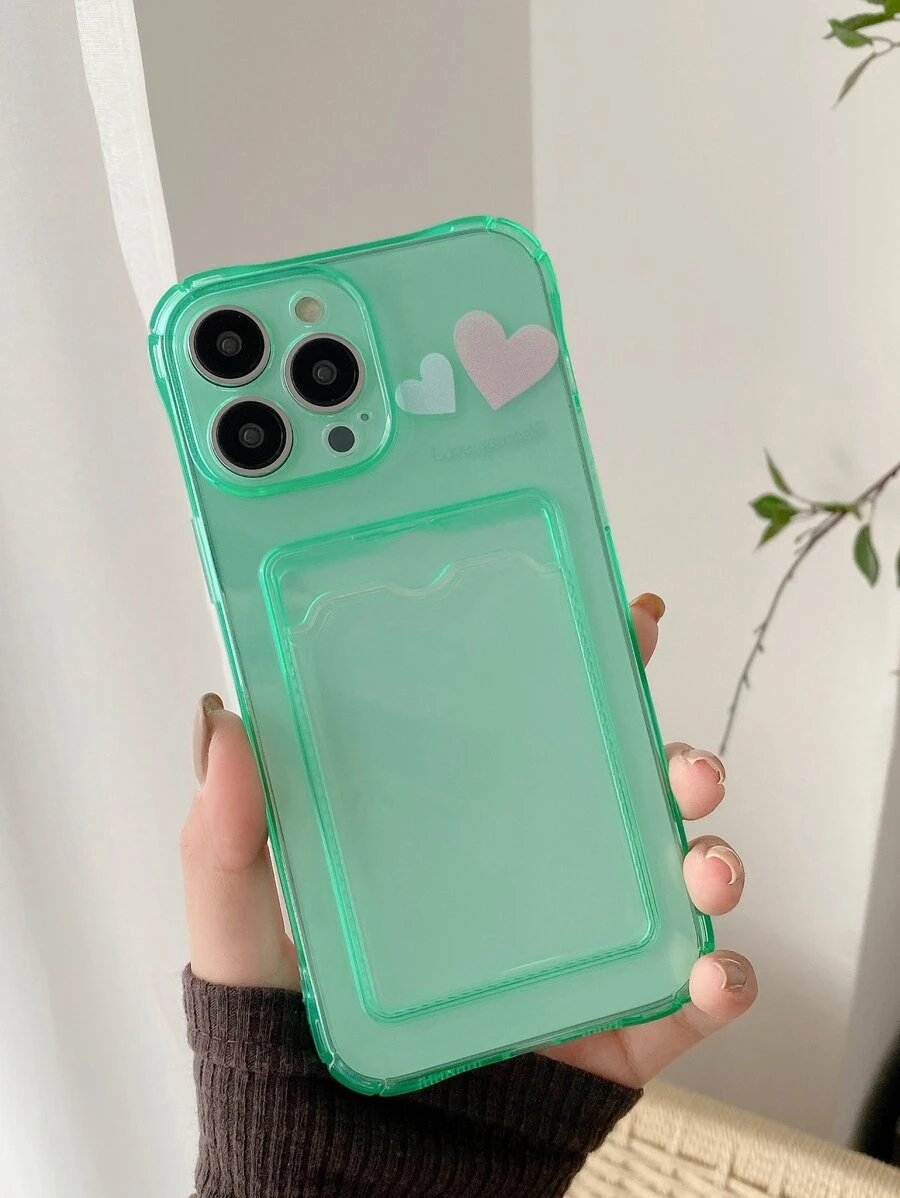 Heart Pattern Card Slot Phone Case | SHEIN USA