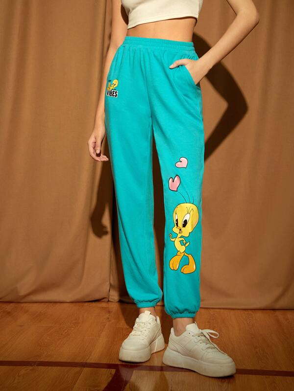 LOONEY TUNES X SHEIN Cartoon Graphic Joggers | SHEIN UK