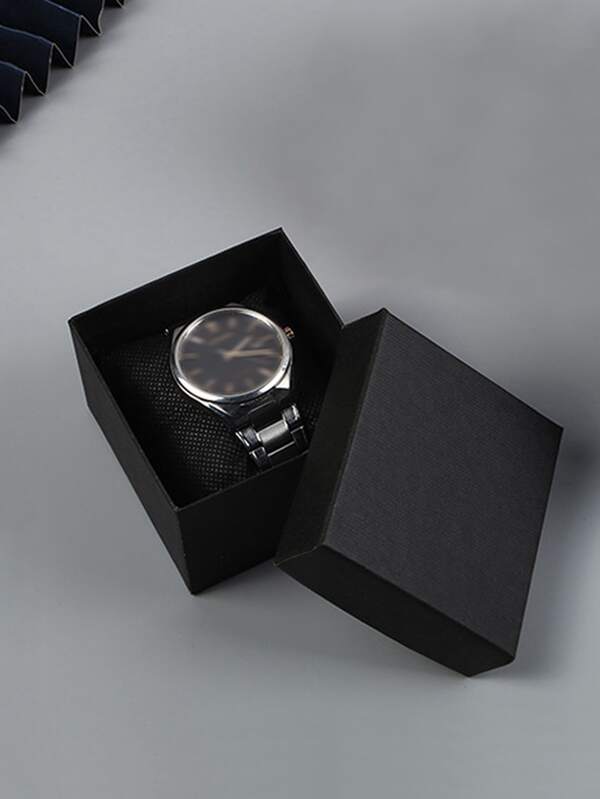 1pc Solid Watch Storage Box, Simple Black Paper Watch Box Case ...