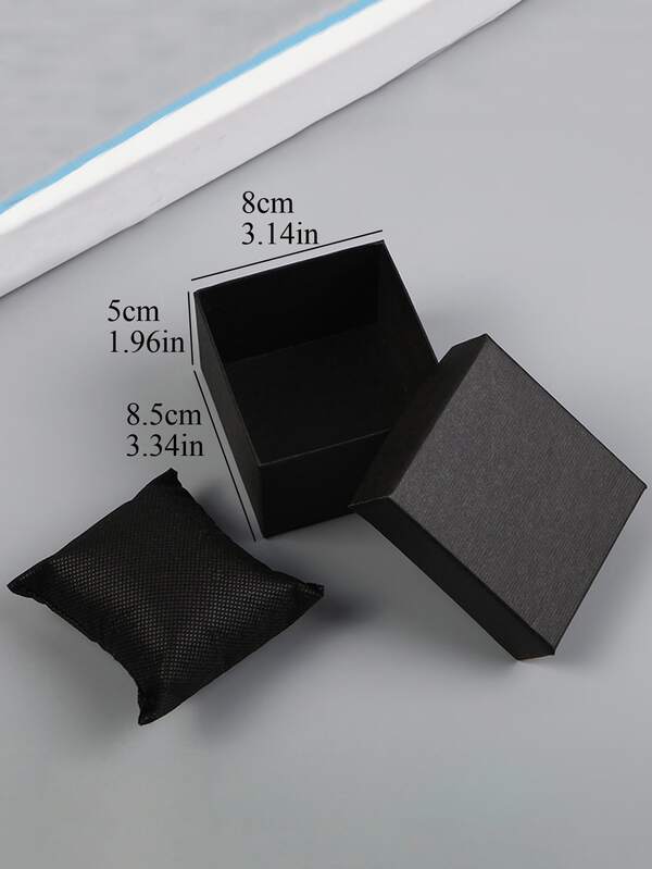1pc Solid Watch Storage Box, Simple Black Paper Watch Box Case ...