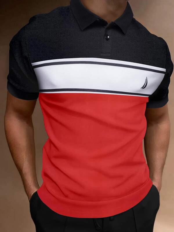 Manfinity Men Color Block Polo Shirt Shein Usa