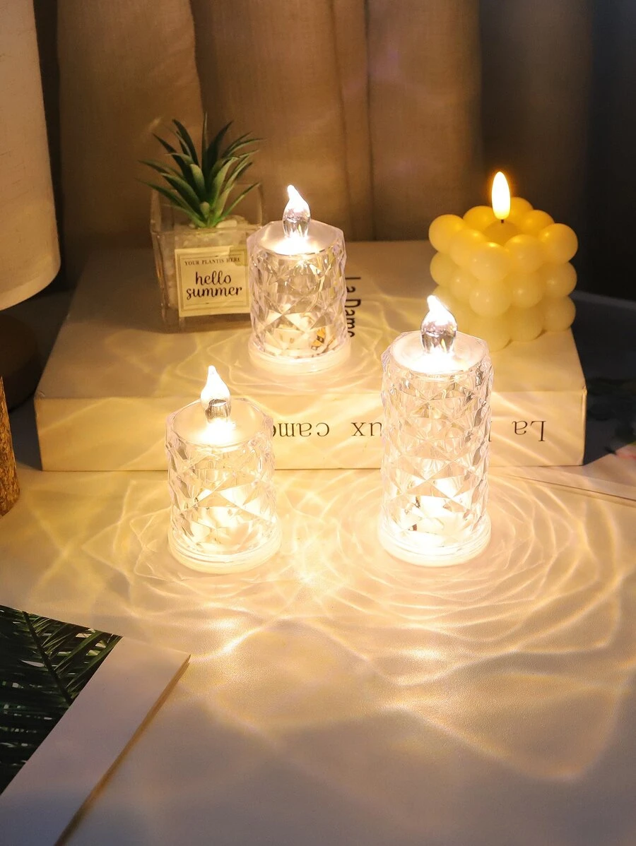 1pc Floral Pattern LED Flame-less Candle | SHEIN USA