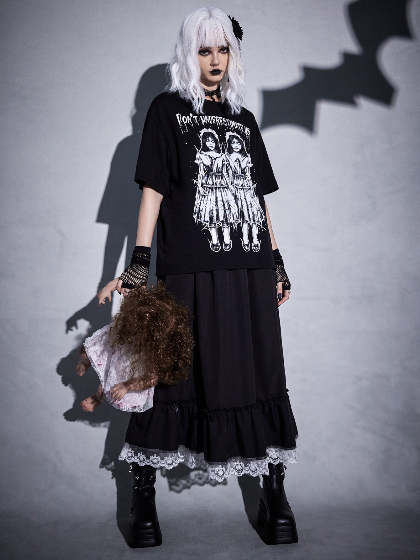 Goth Slogan Figure Graphic Drop Shoulder Tee | SHEIN USA