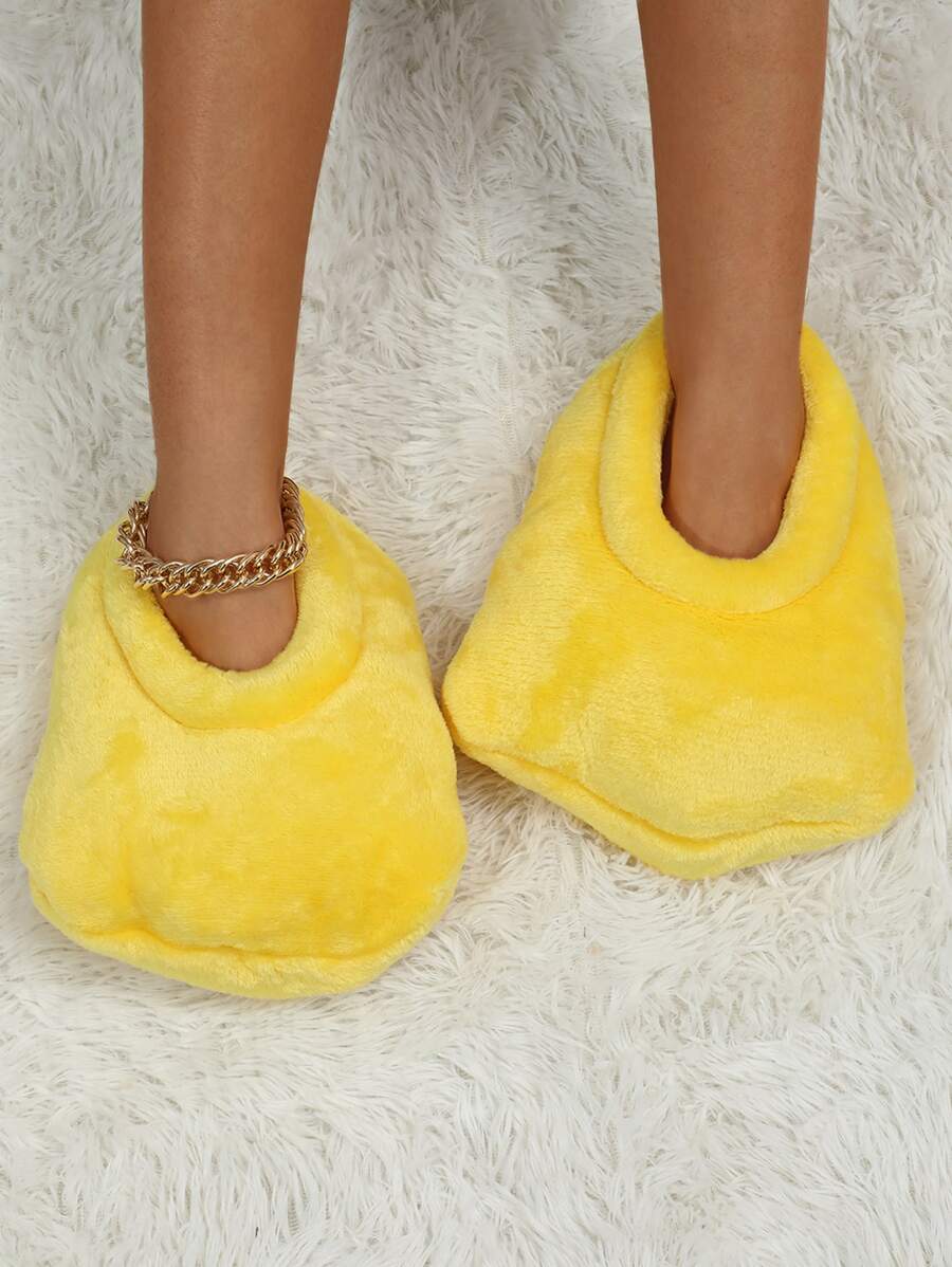 Cartoon Duck Foot Design Fuzzy Novelty Slippers | SHEIN USA