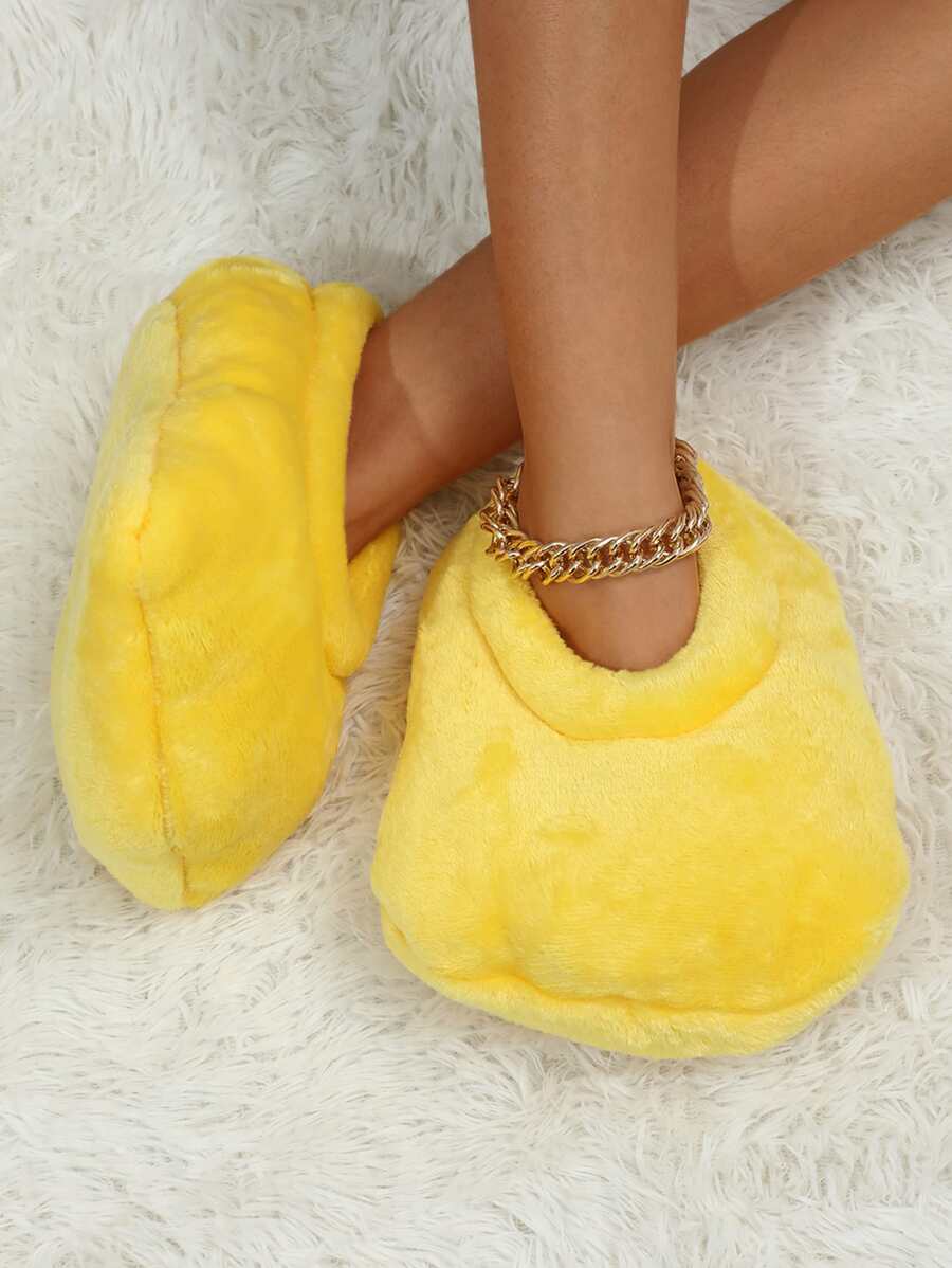 Cartoon Duck Foot Design Fuzzy Novelty Slippers | SHEIN USA