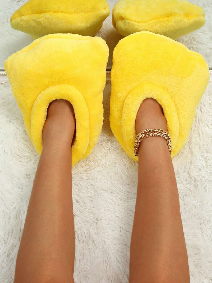 Cartoon Duck Foot Design Fuzzy Novelty Slippers | SHEIN USA