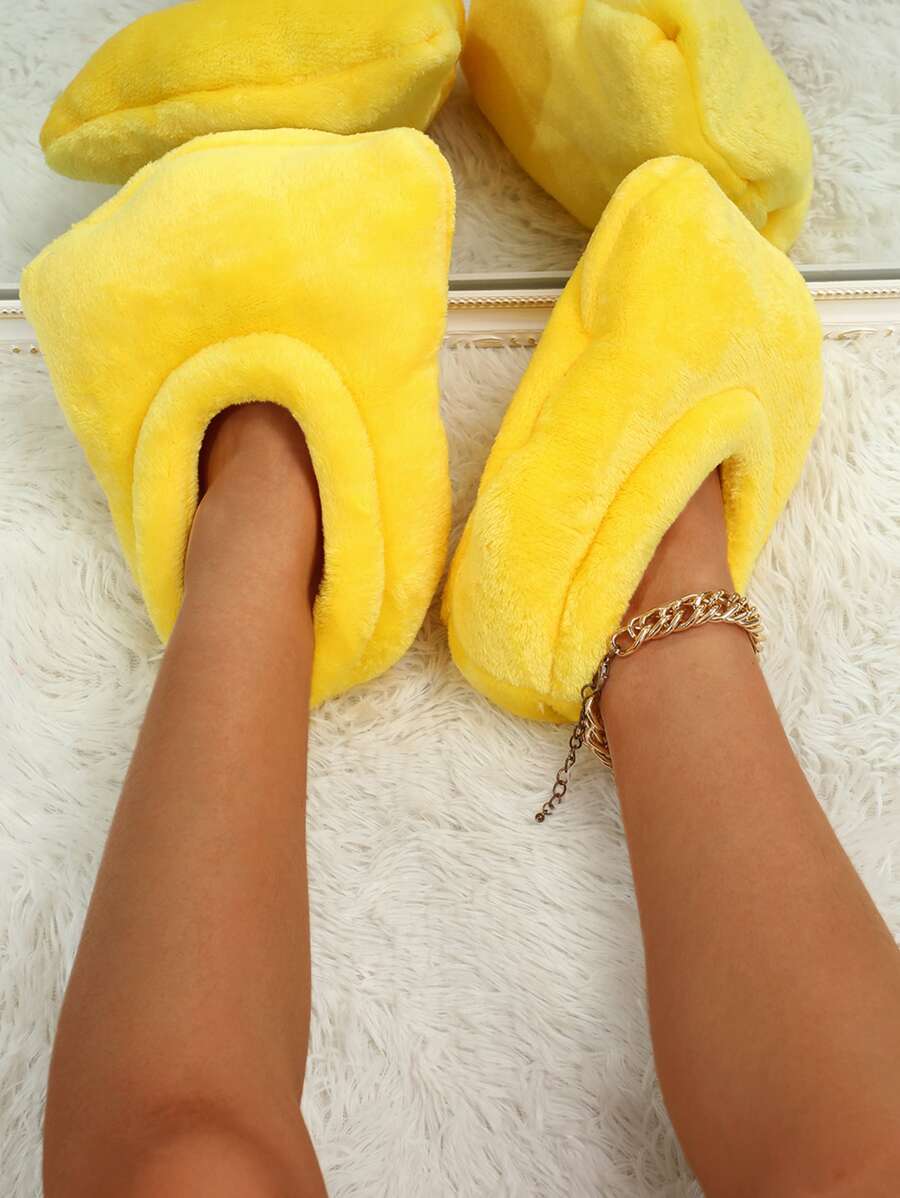 Cartoon Duck Foot Design Fuzzy Novelty Slippers | SHEIN USA