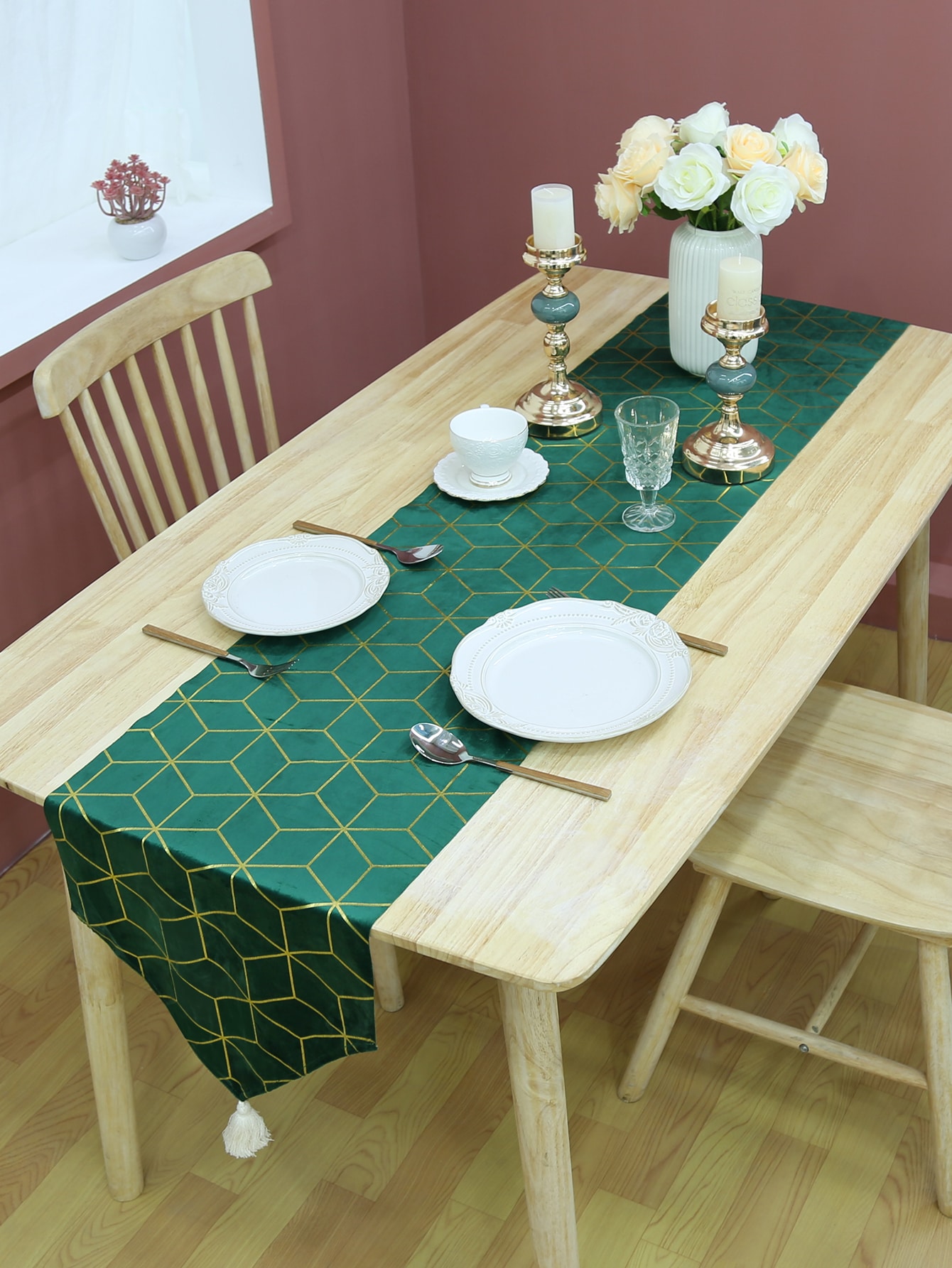 1pc Geometric Print Table Runner