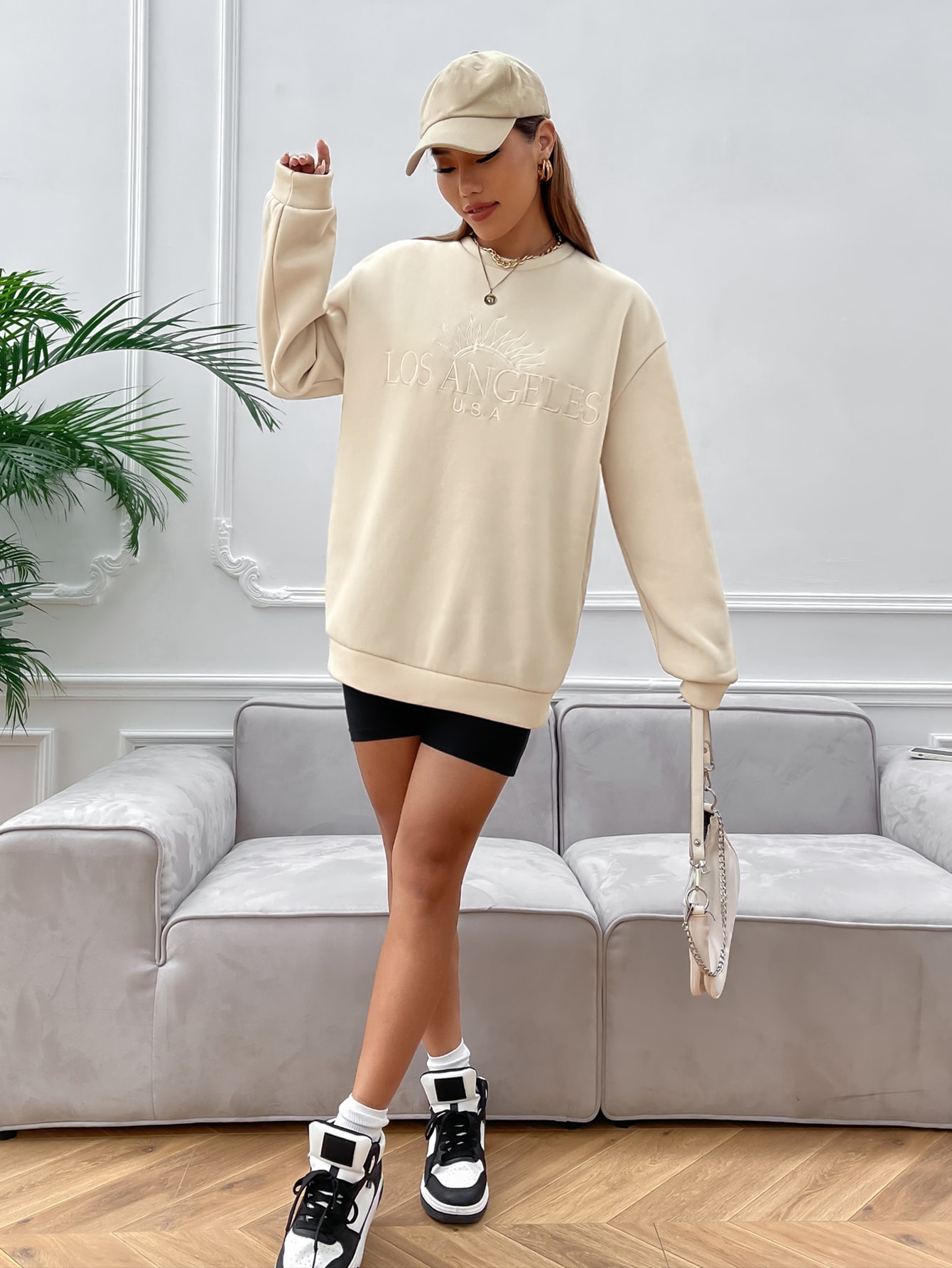 Shein Ezwear Letter Embroidery Drop Shoulder Sweatshirt Shein Usa