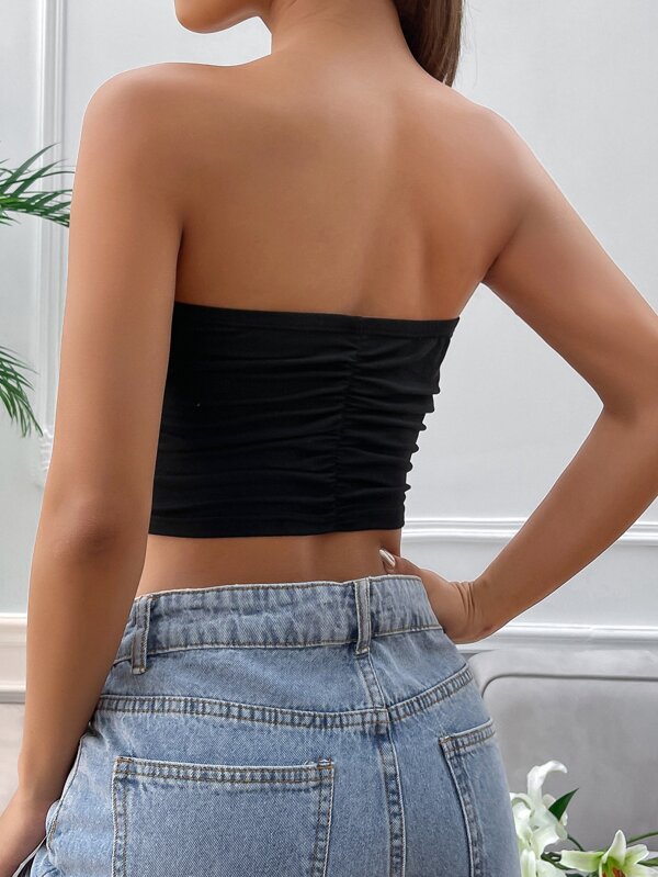 SHEIN EZwear Ruched Bust Crop Tube Top | SHEIN USA