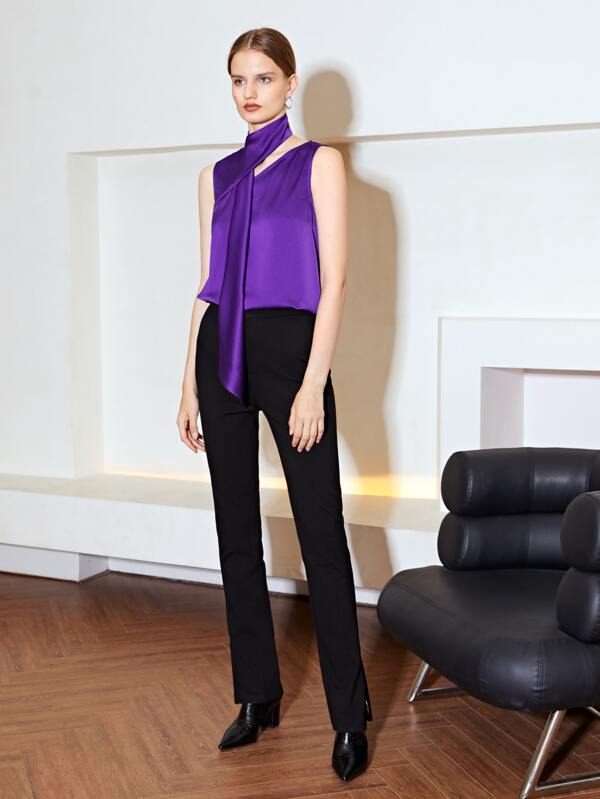 MOTF PREMIUM SATIN DRAPED TOP | SHEIN USA