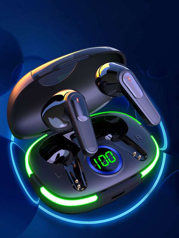 Passive Noise Cancelling Half-Ear Touch Control LED Display Wireless ...