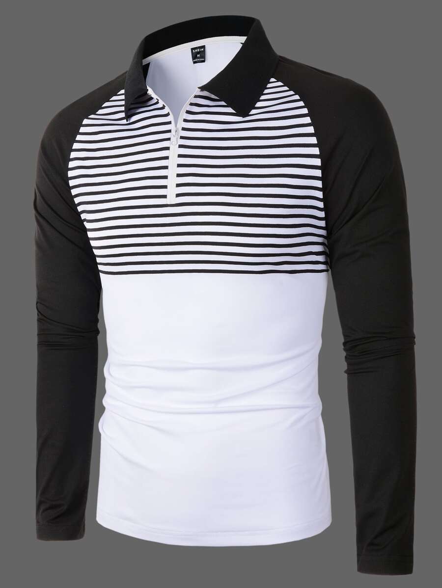 Manfinity Men Striped Raglan Sleeve Polo Shirt | SHEIN USA