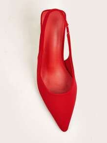 Women Neon Red Point Toe Pumps, Chunky Heeled Slingback Pumps | SHEIN UK