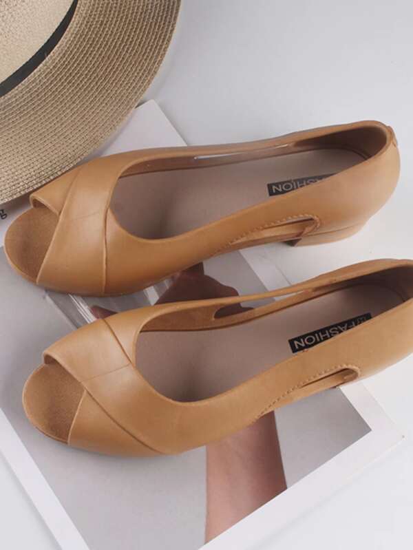 Minimalist Peep Toe Cut Out Side Flats | SHEIN USA
