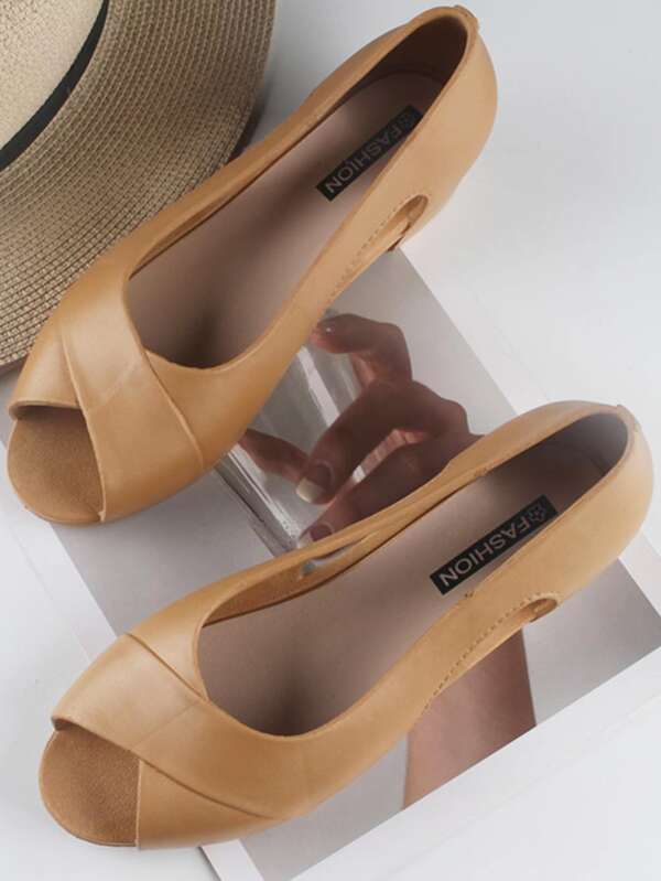 Minimalist Peep Toe Cut Out Side Flats | SHEIN USA