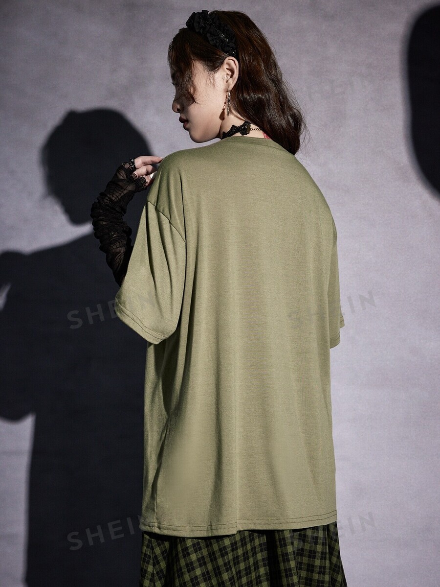 ROMWE Goth Mushroom & Letter Graphic Tee | SHEIN UK