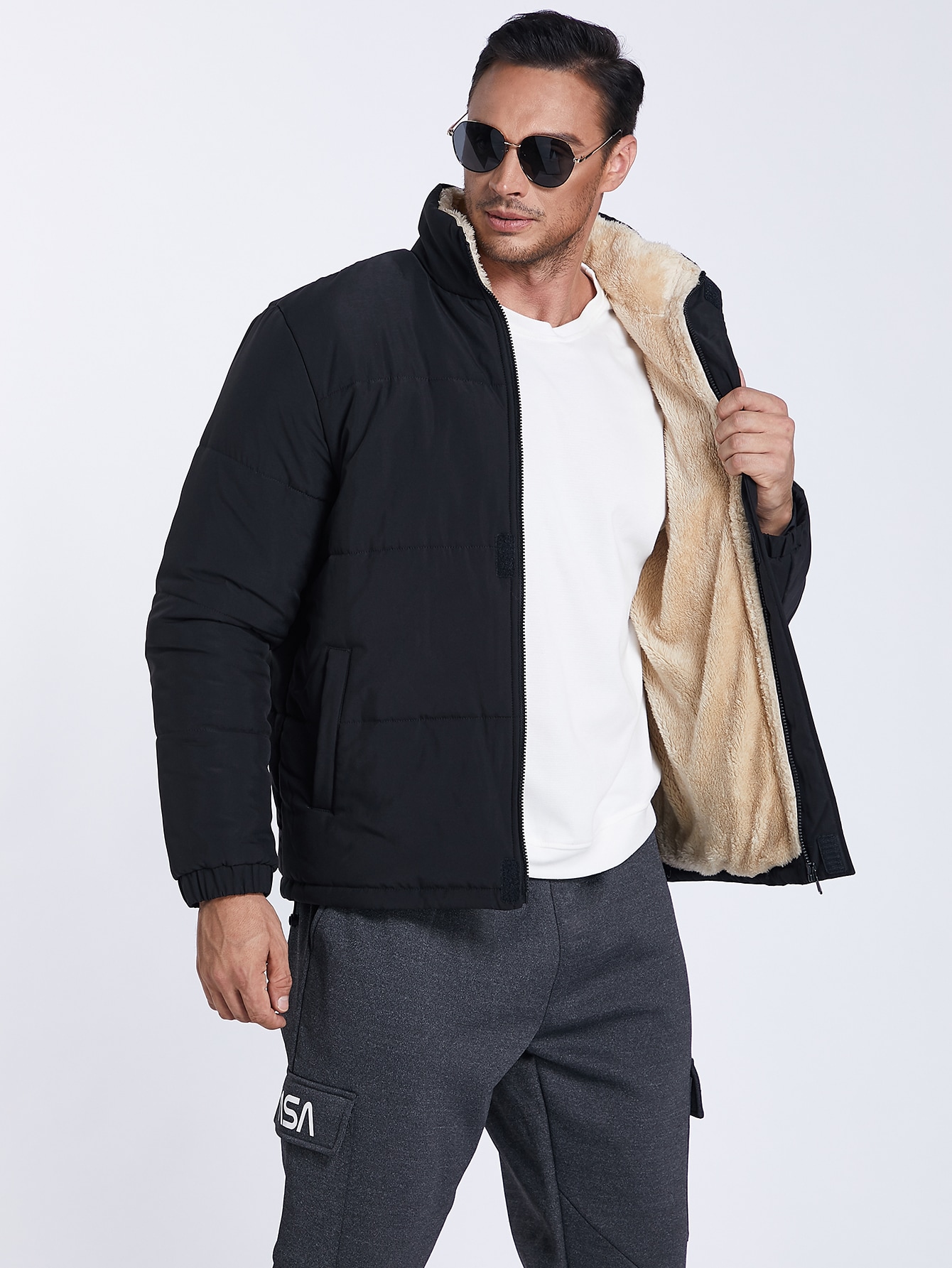 Manfinity Men Plus Drawstring Hem Thermal Lined Puffer Coat | SHEIN USA