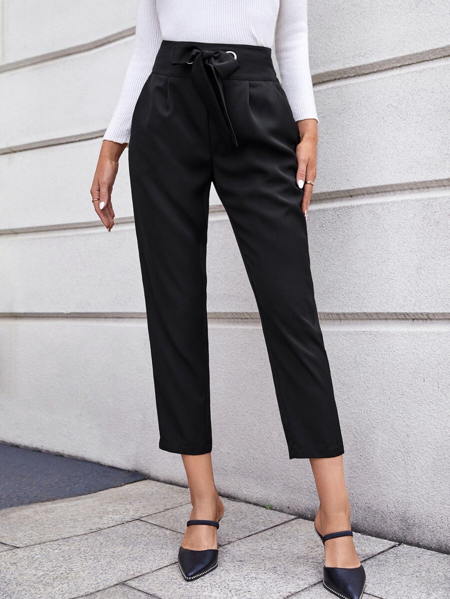 Knot Front Tapered Pants | SHEIN USA