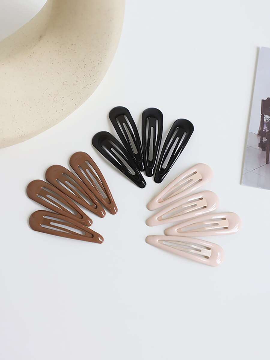 12pcs Simple And Practical Solid Color Snap Clip Casual | SHEIN USA