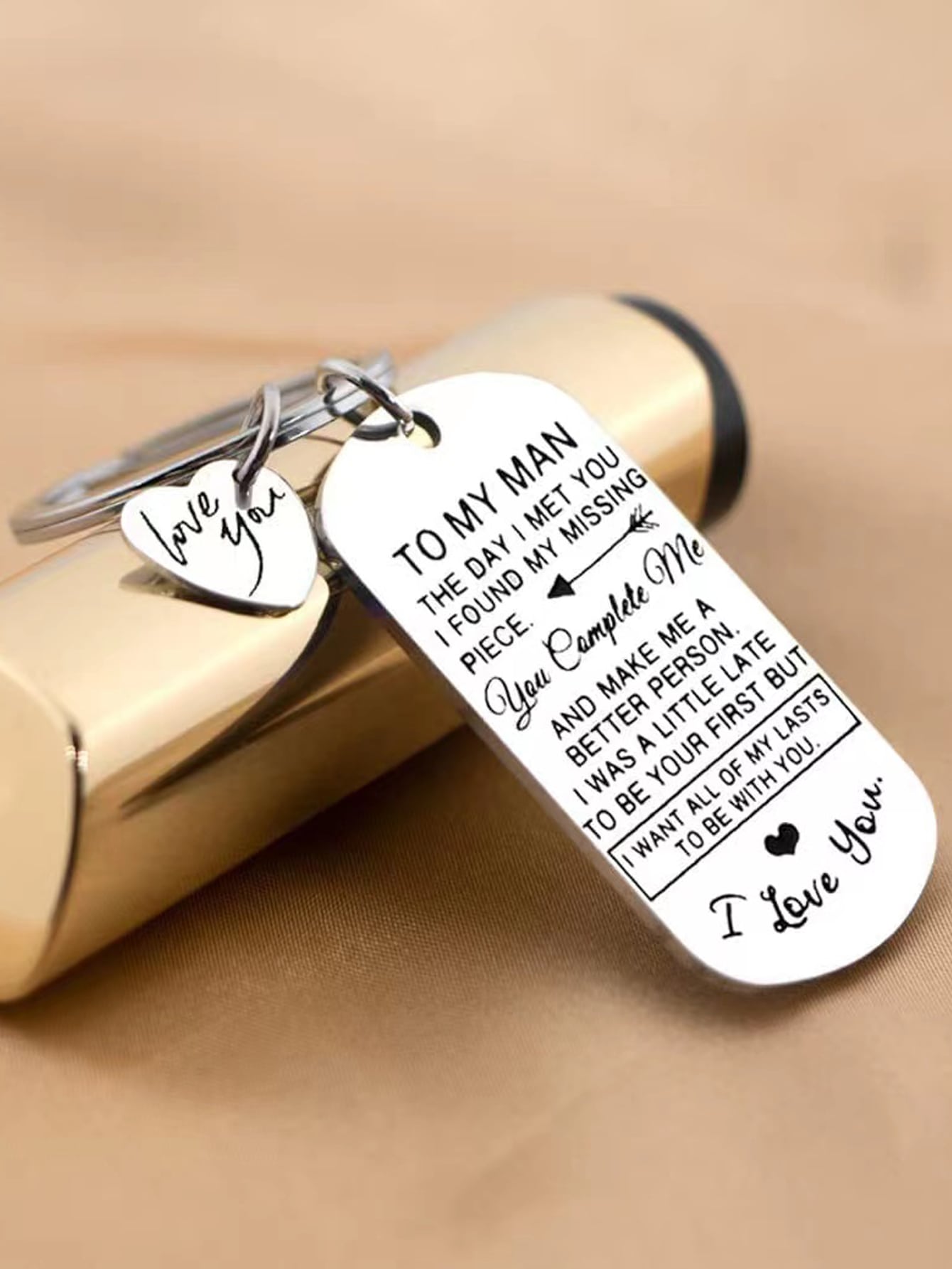 Slogan Graphic Geometric Keychain