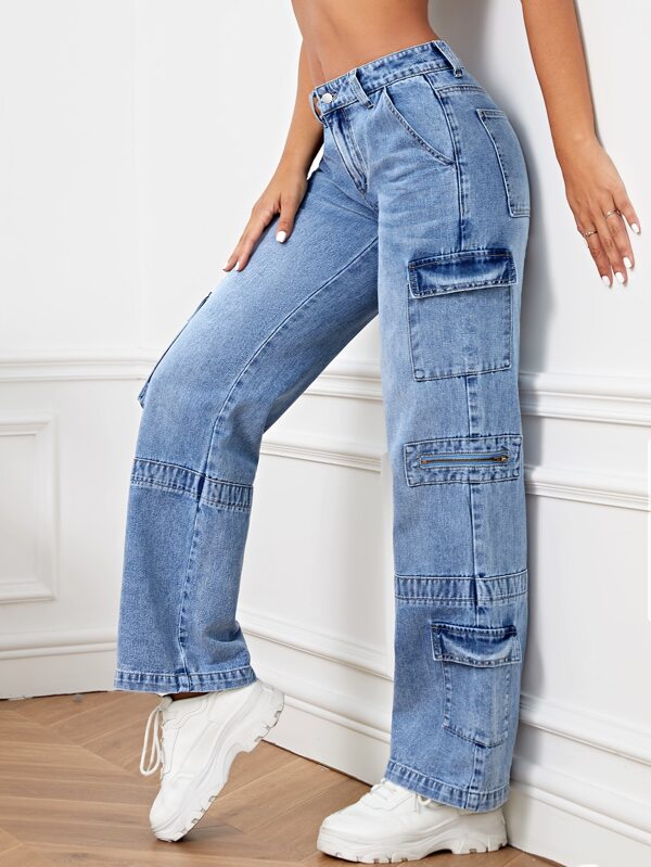 Flap Pocket Cargo Jeans | SHEIN UK