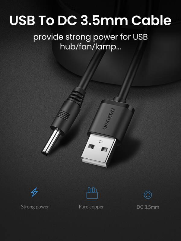 UGREEN 1M USB To DC 3.5mm Charging Cable USB A Male To 3.5 Jack ...