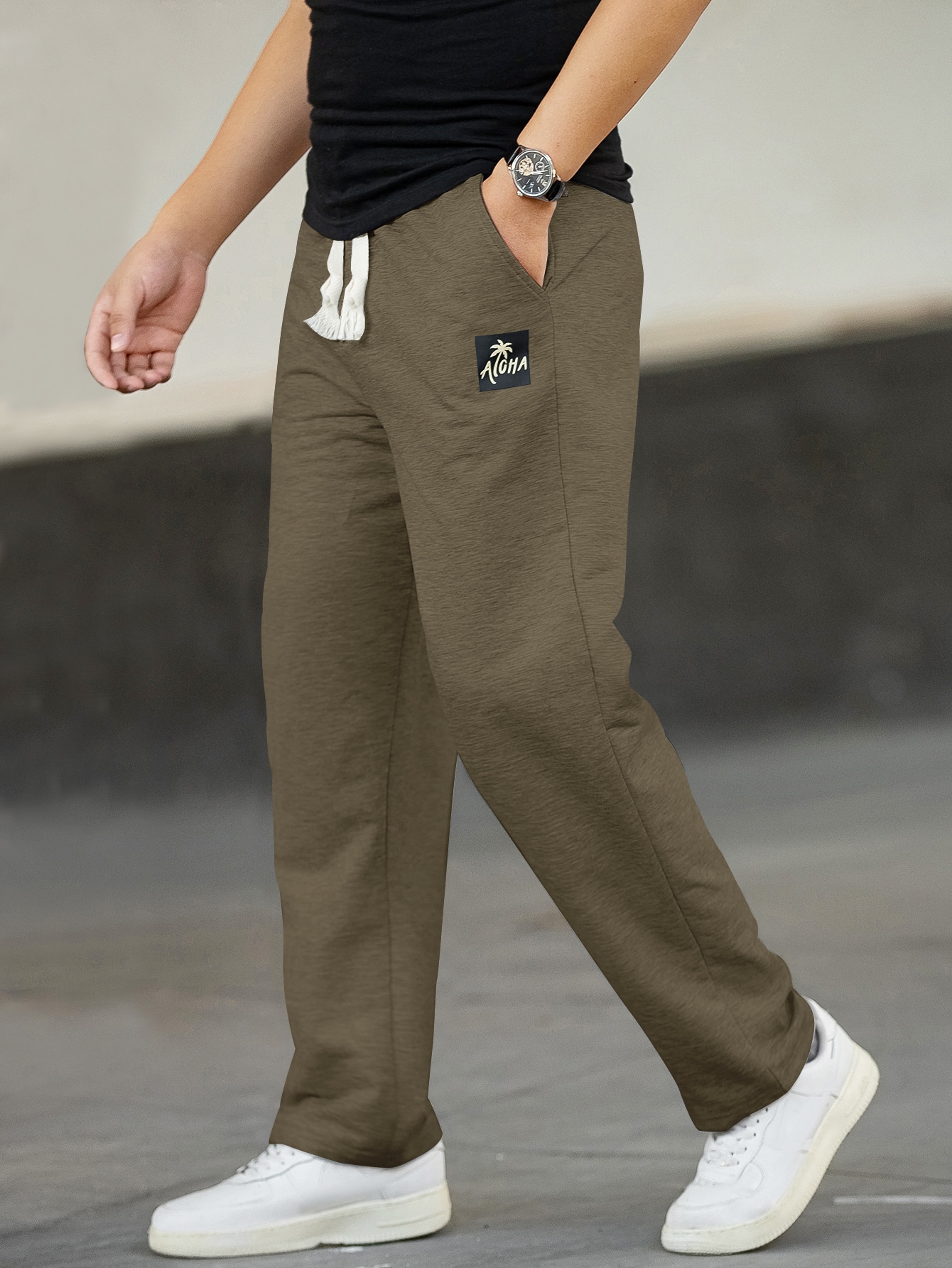 Manfinity Homme Men Patched Detail Drawstring Waist Sweatpants | SHEIN USA