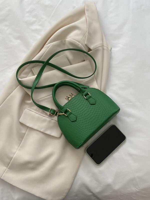 Fashion Shell Handbag, Snakeskin Embossed Crossbody Bag, Zipper Around ...