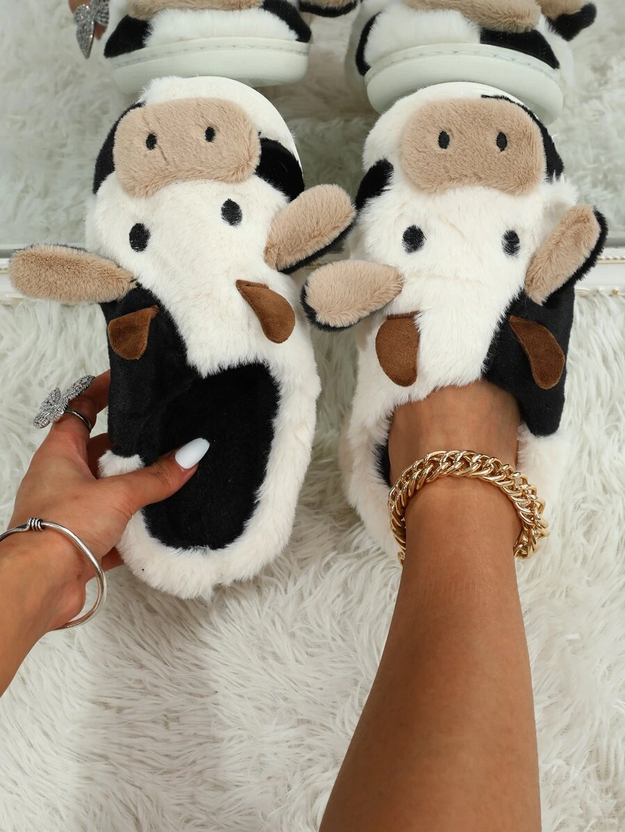 Women's Cartoon Cute Slippers, 2024 Autumn/Winter New Warm Fleece Anti-Slip House Slippers ...