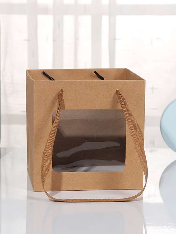 1pc Random Cake Square Bottom Gift Box Handle Thick Window Show ...